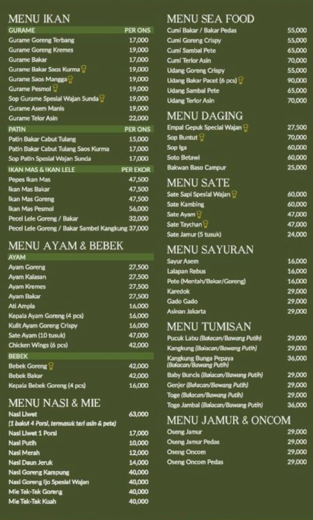 Daftar Menu Wajan Sunda Terbaru 2026 & Harga Lengkap