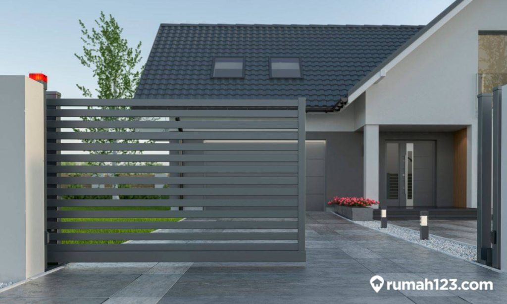 10 Model Pintu Pagar Dorong Minimalis. Hunian Makin Aesthetic!