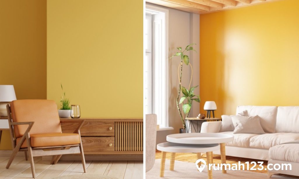 10 Cat Ruang Tamu Warna Kuning Terbaik yang Penuh Ceria