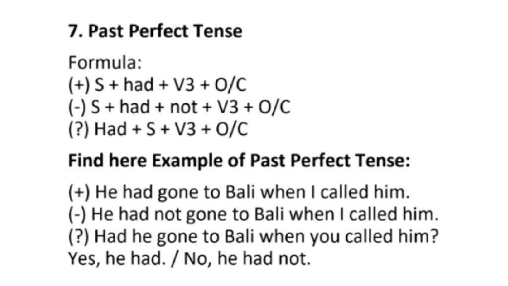 60 Contoh Kalimat Past Perfect Tense Positive, Negative, Interrogative