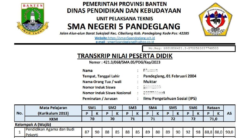 7 Contoh Transkrip Nilai SMA IPA dan IPS, Sudah Tahu?